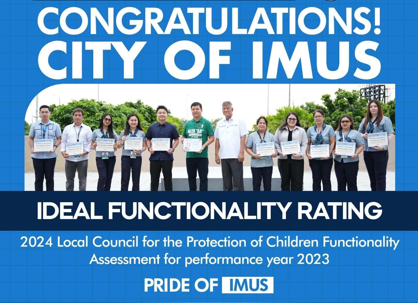 Ideal Functionality Rating ibinigay sa Imus LGU sa 2024 LCPC ...
